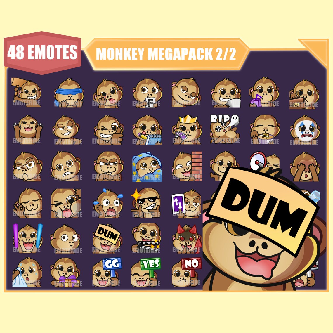 MONKEY Emote Bundle 2 for Kick Twitch Youtube Emotes Discord Emotes ...