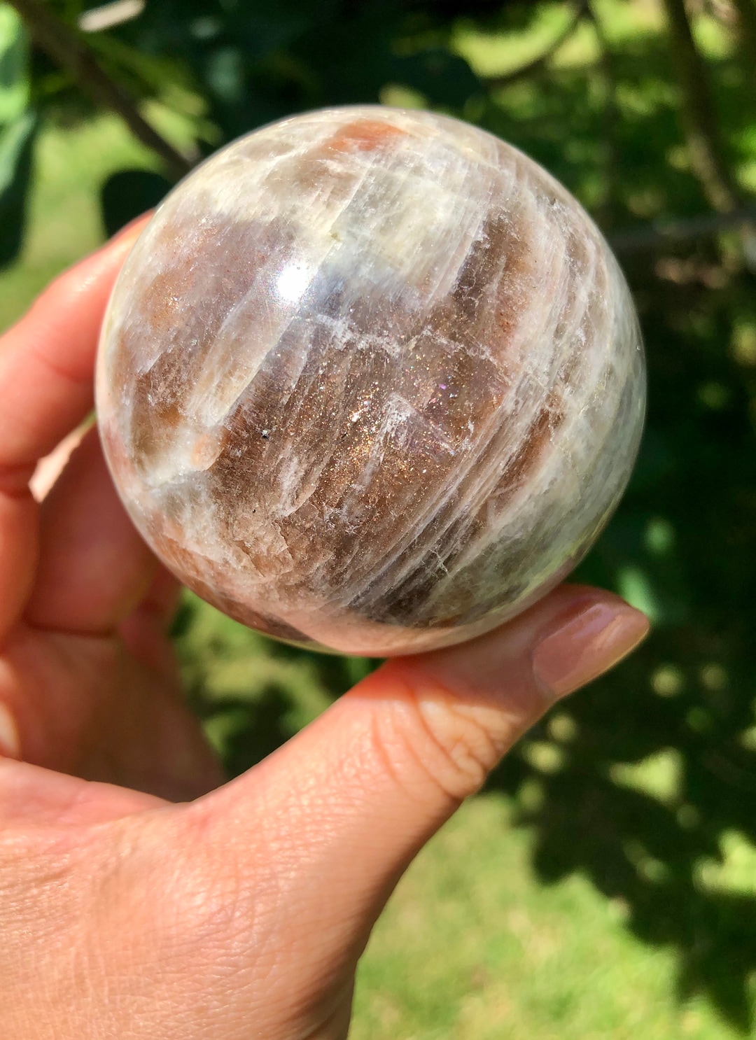 2.39" Flashy Sun Moon Stone Sphere - Etsy