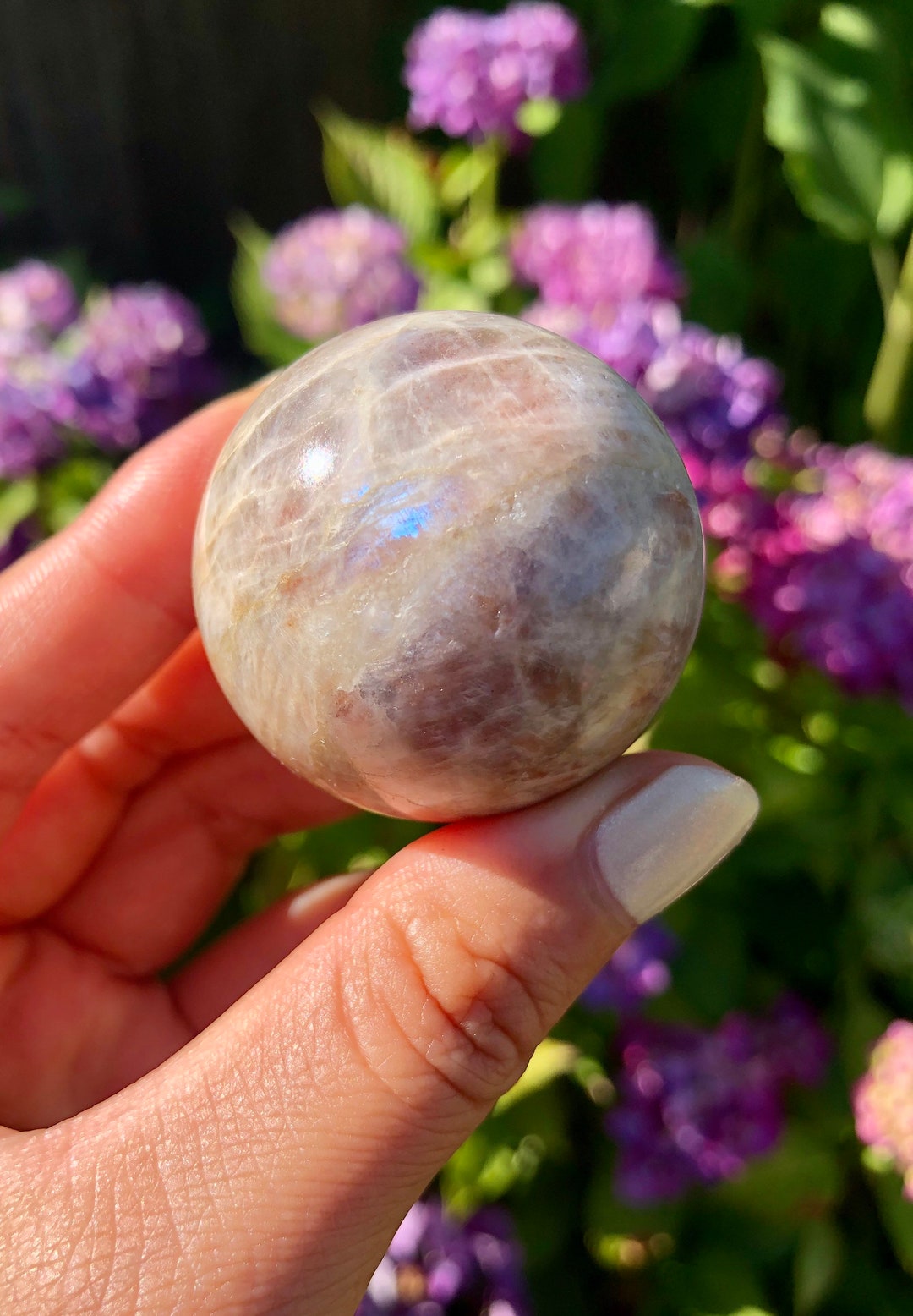 1.54 Sun Moon Stone Sphere With Black Tourmaline - Etsy