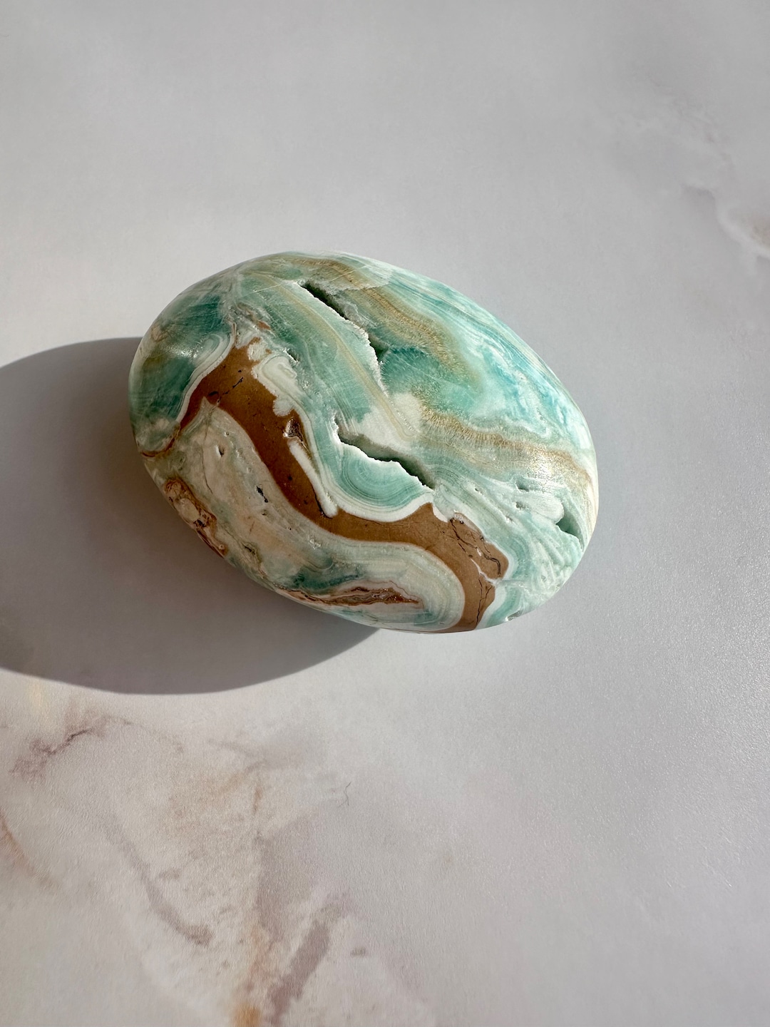 2.2” Blue Aragonite Palm Stone | Pakistan - Etsy