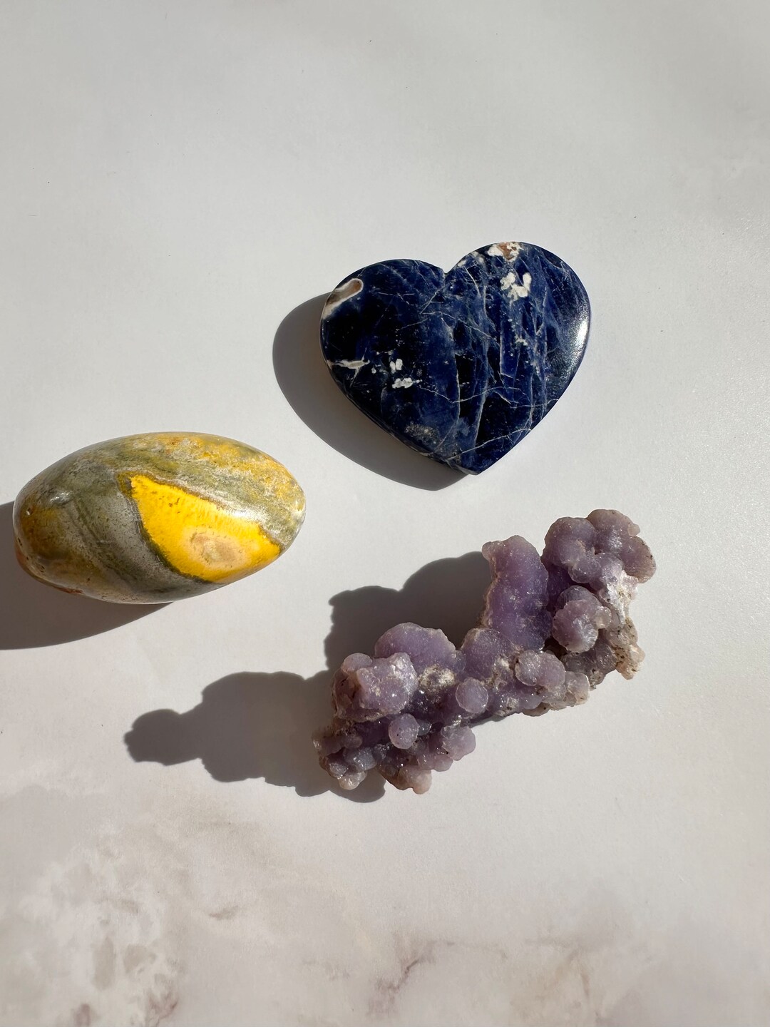 3 Piece Set Grape Agate Sodalite Heart Bumblebee Jasper - Etsy