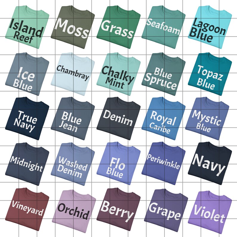 Comfort Colors Color Chart for Printify Users, Comfort Colors 1717 Size ...
