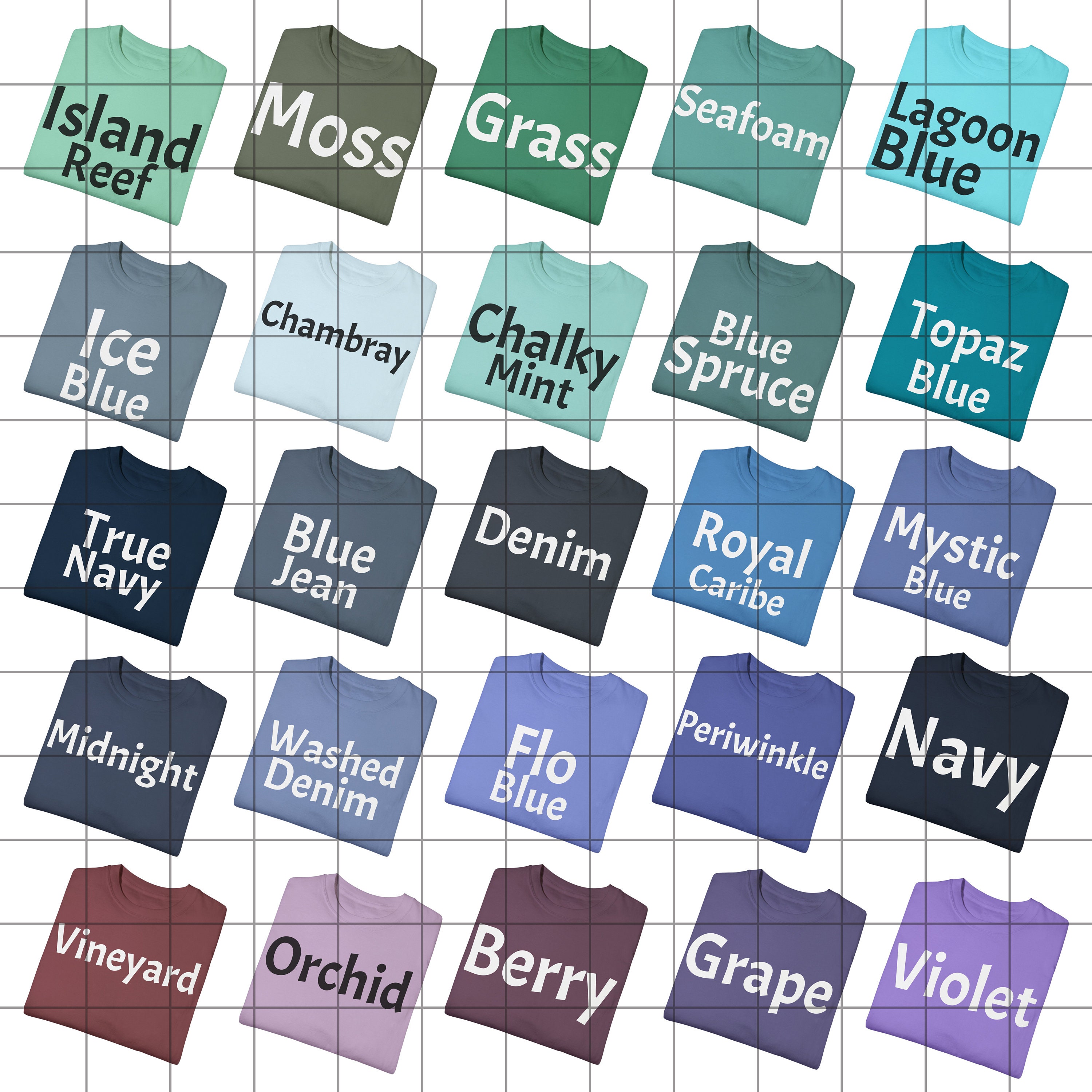 Comfort Colors Color Chart for Printify Users, Comfort Colors 1717 Size ...