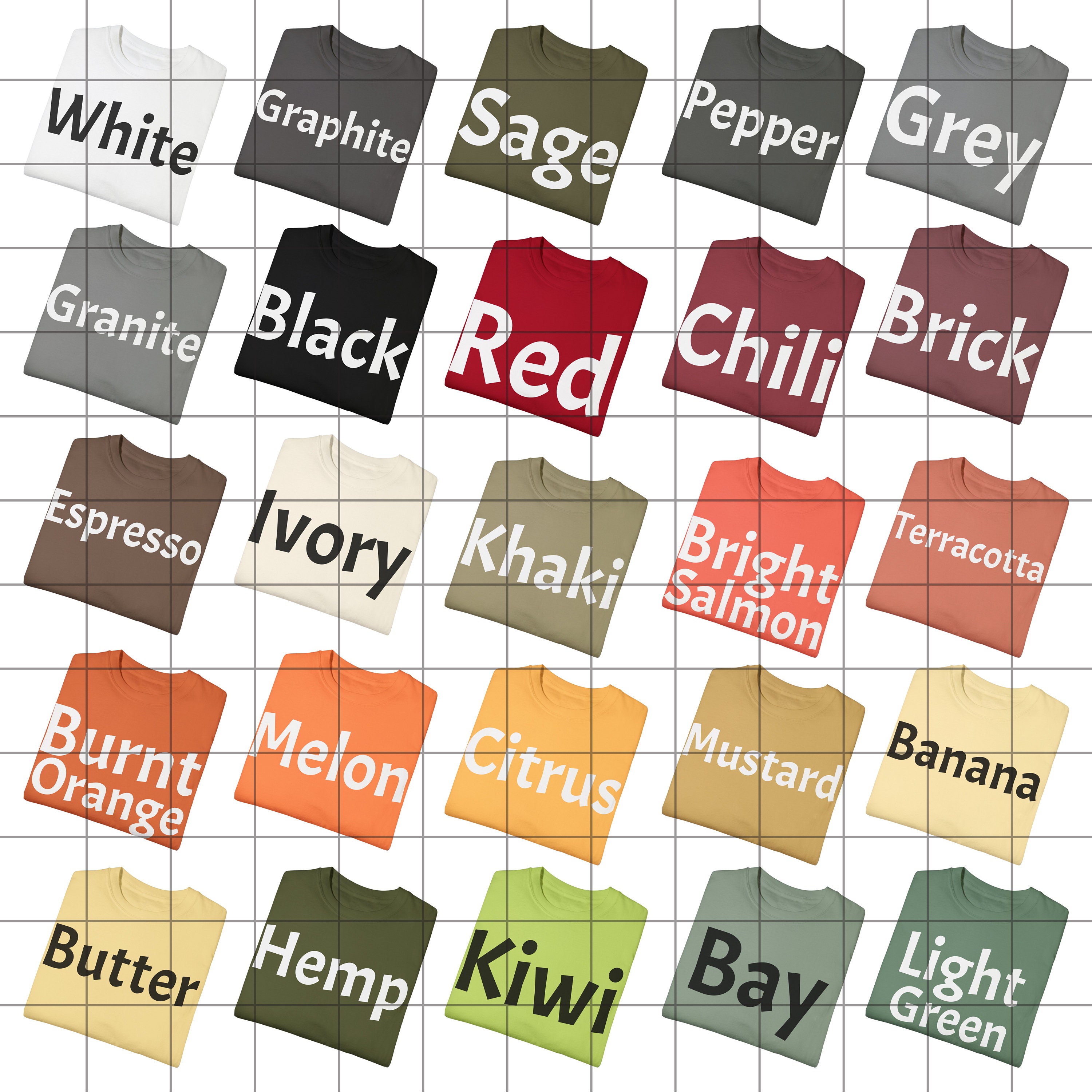 Comfort Colors Color Chart for Printify Users, Comfort Colors 1717 Size ...