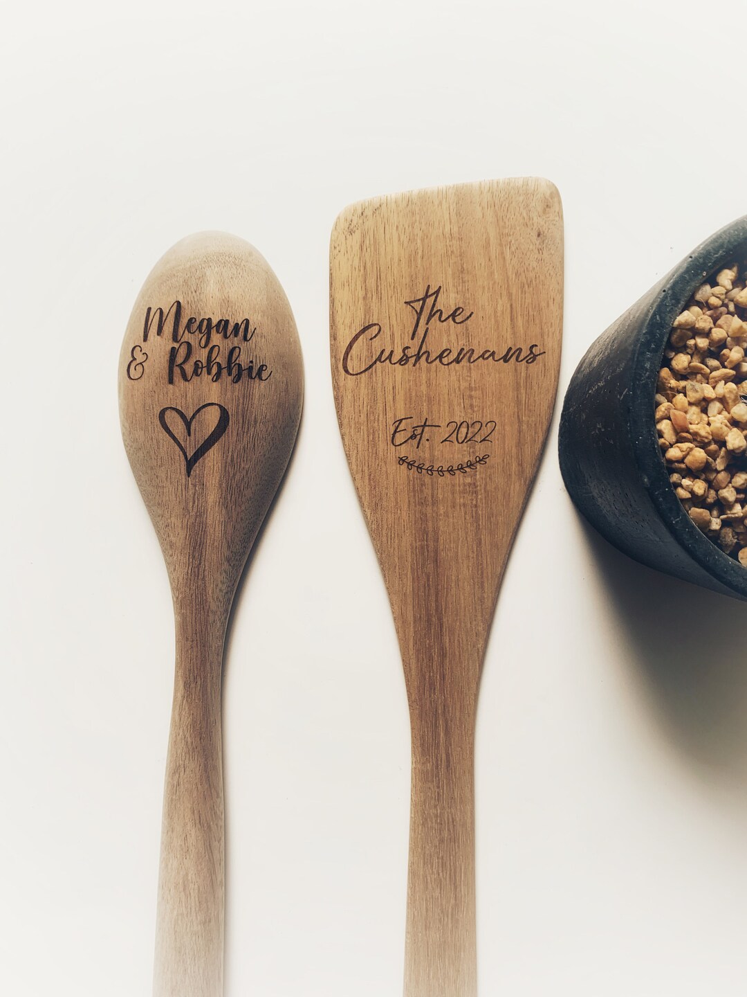 Personalised Wooden Spoon and Spatula, Custom Kitchen, Wedding Gift ...