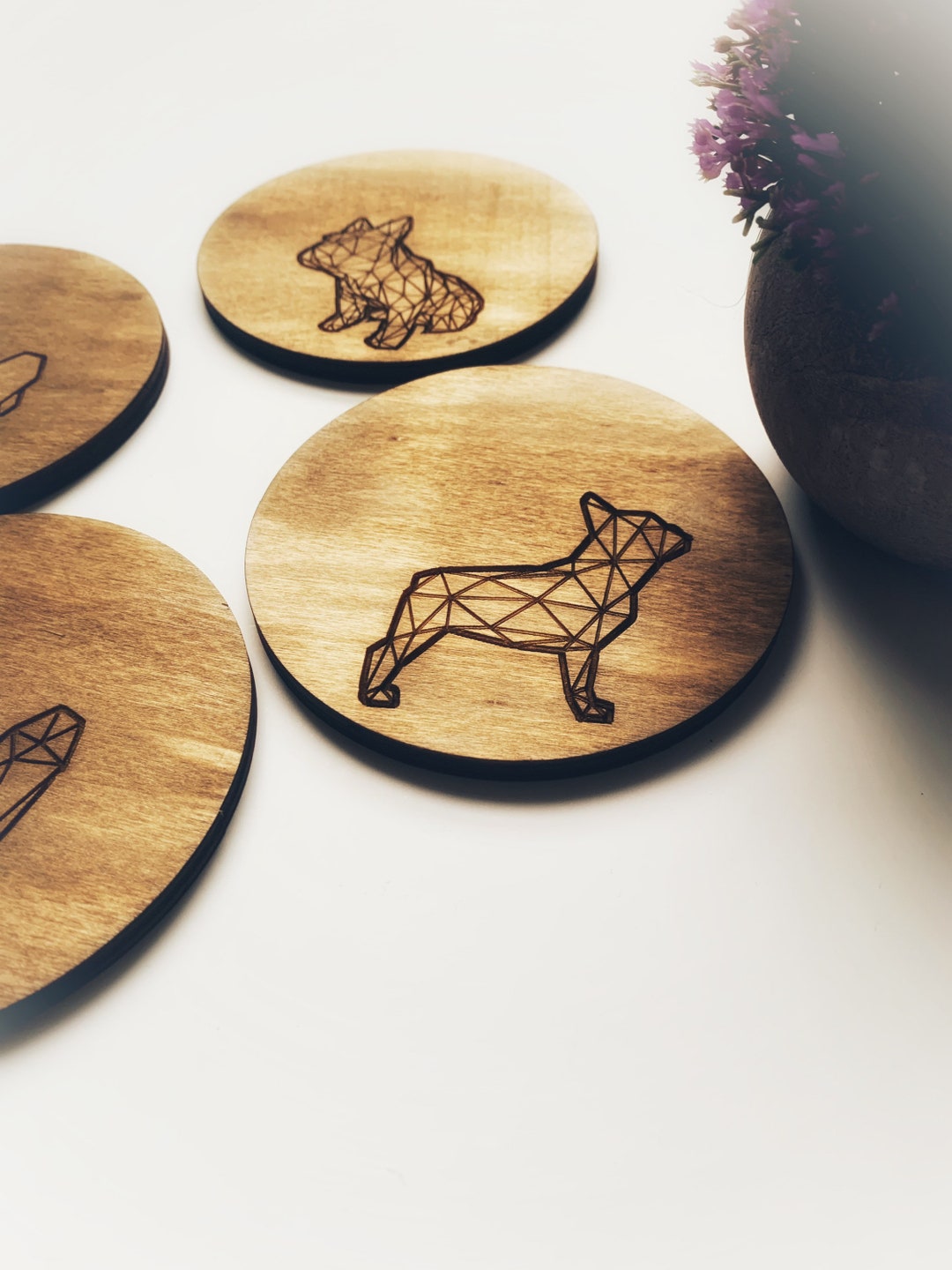 Frenchie Wood Coasters, Frenchie Coasters, French Bulldog, Dog Coasters ...