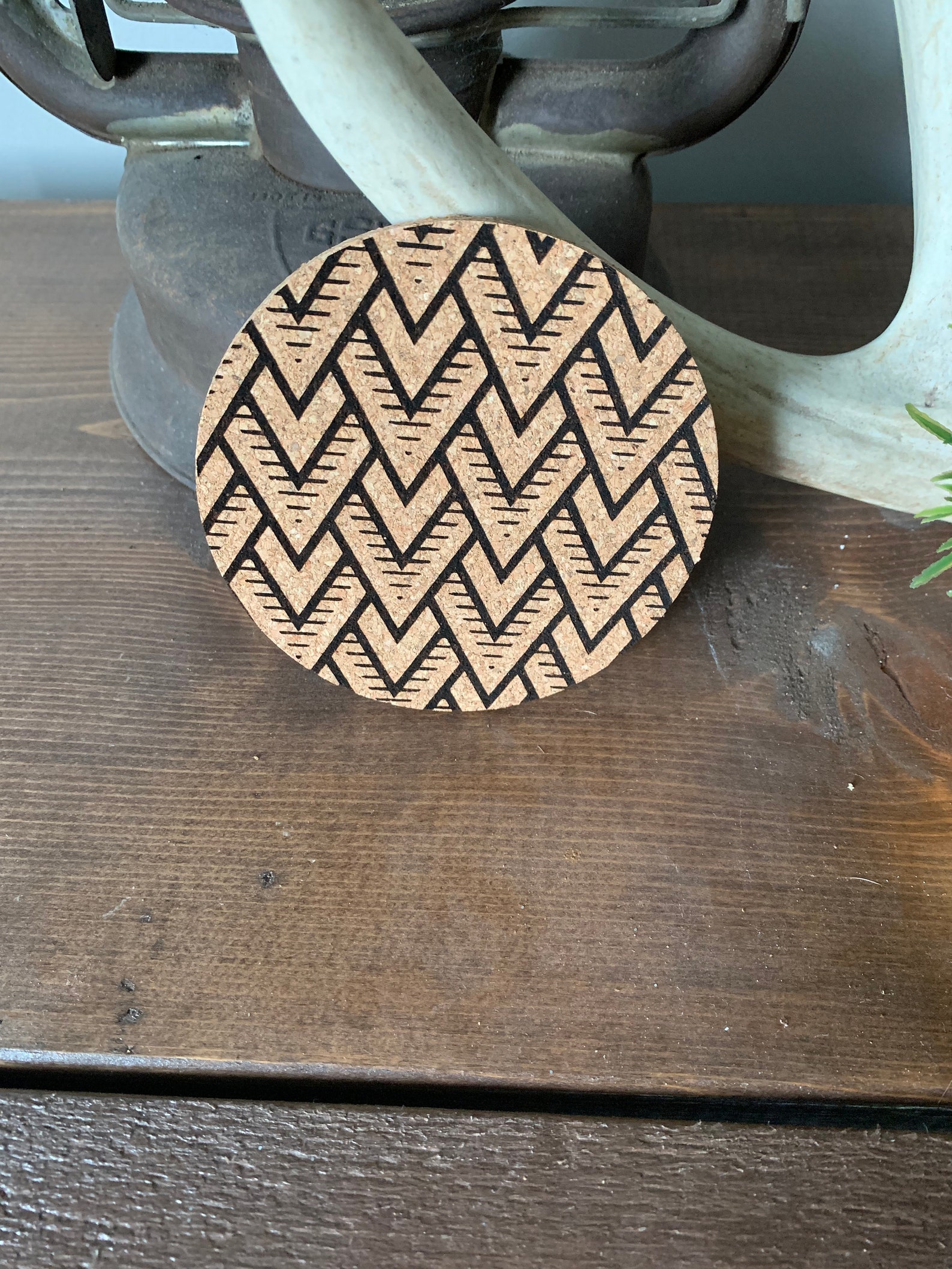 Laser Engraved Cork Coasters Geometric Cork Coasters | Etsy