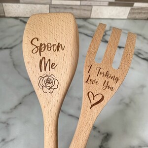 Spoon Me Wooden Spoon and Fork, Forking Love You, Custom Kitchen, Custom Spoon, Wood Fork ...