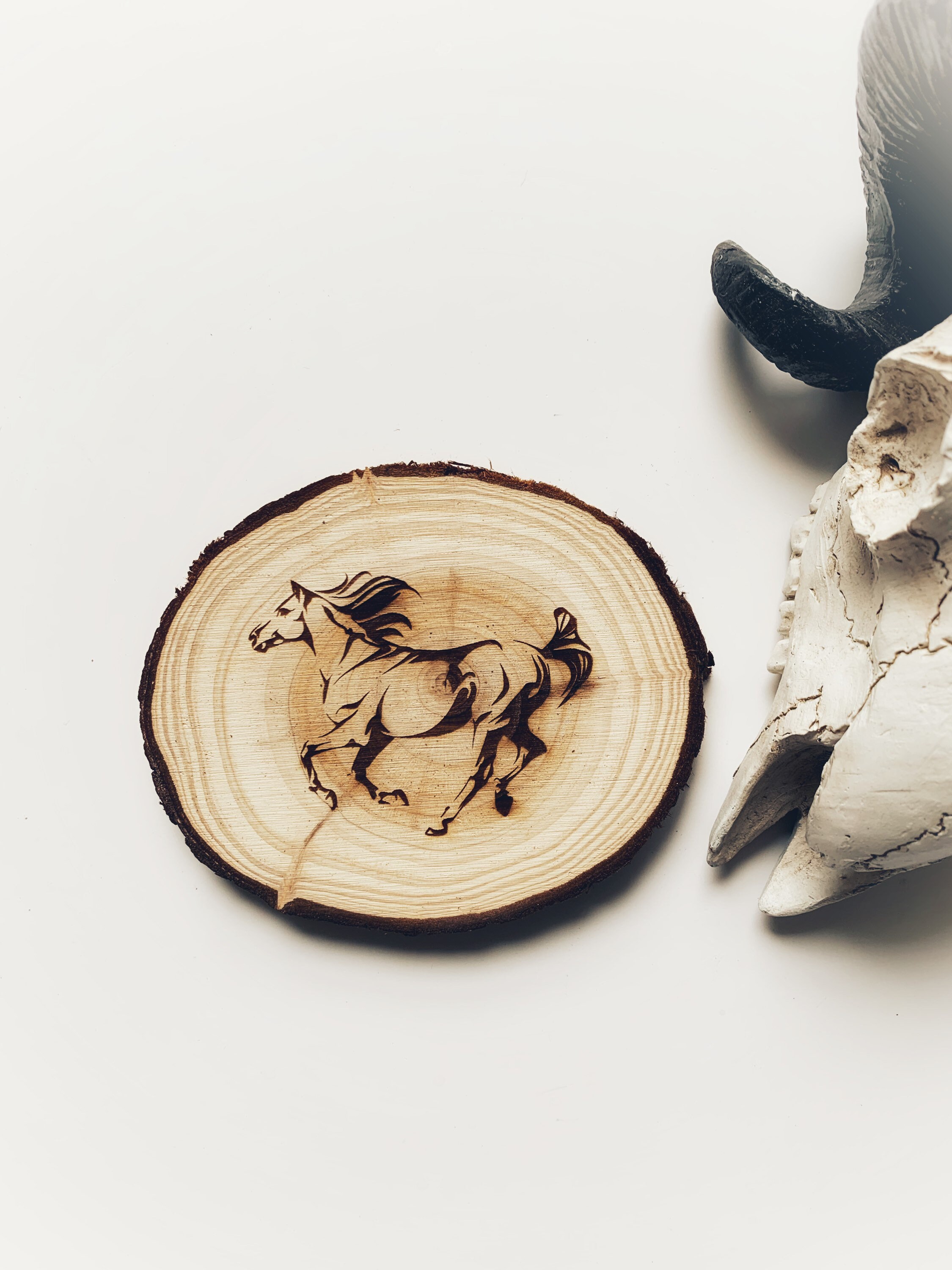 Live Edge Farm Animal Engraved Wood Coasters Wood Log | Etsy