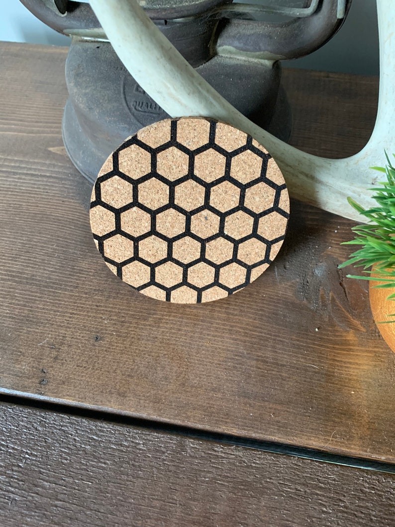 Laser Engraved Cork Coasters Geometric Cork Coasters | Etsy