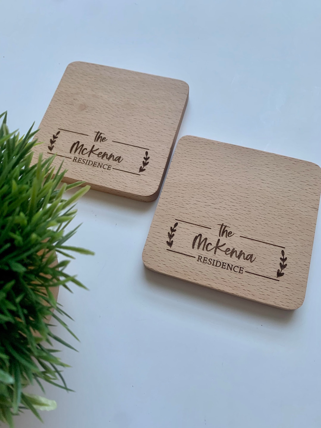 Personalized Beech Wood Coasters, Custom Laser Engraved Coaster Set - Etsy