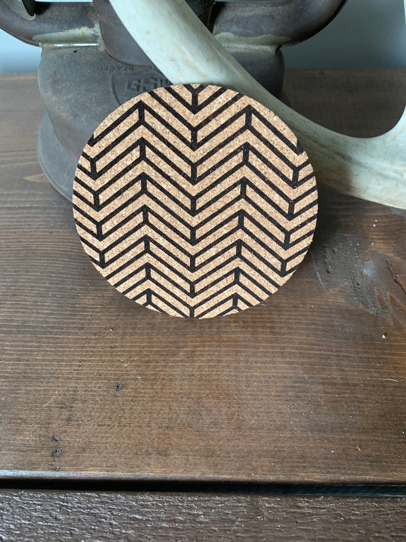 Laser Engraved Cork Coasters Geometric Cork Coasters | Etsy