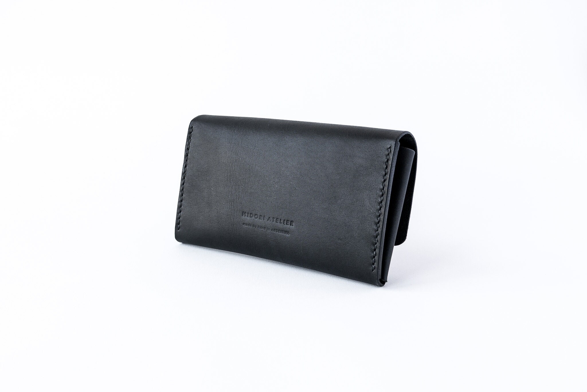 Simple Long Wallet in Black Leather Handmade Elegance, Minimalist ...
