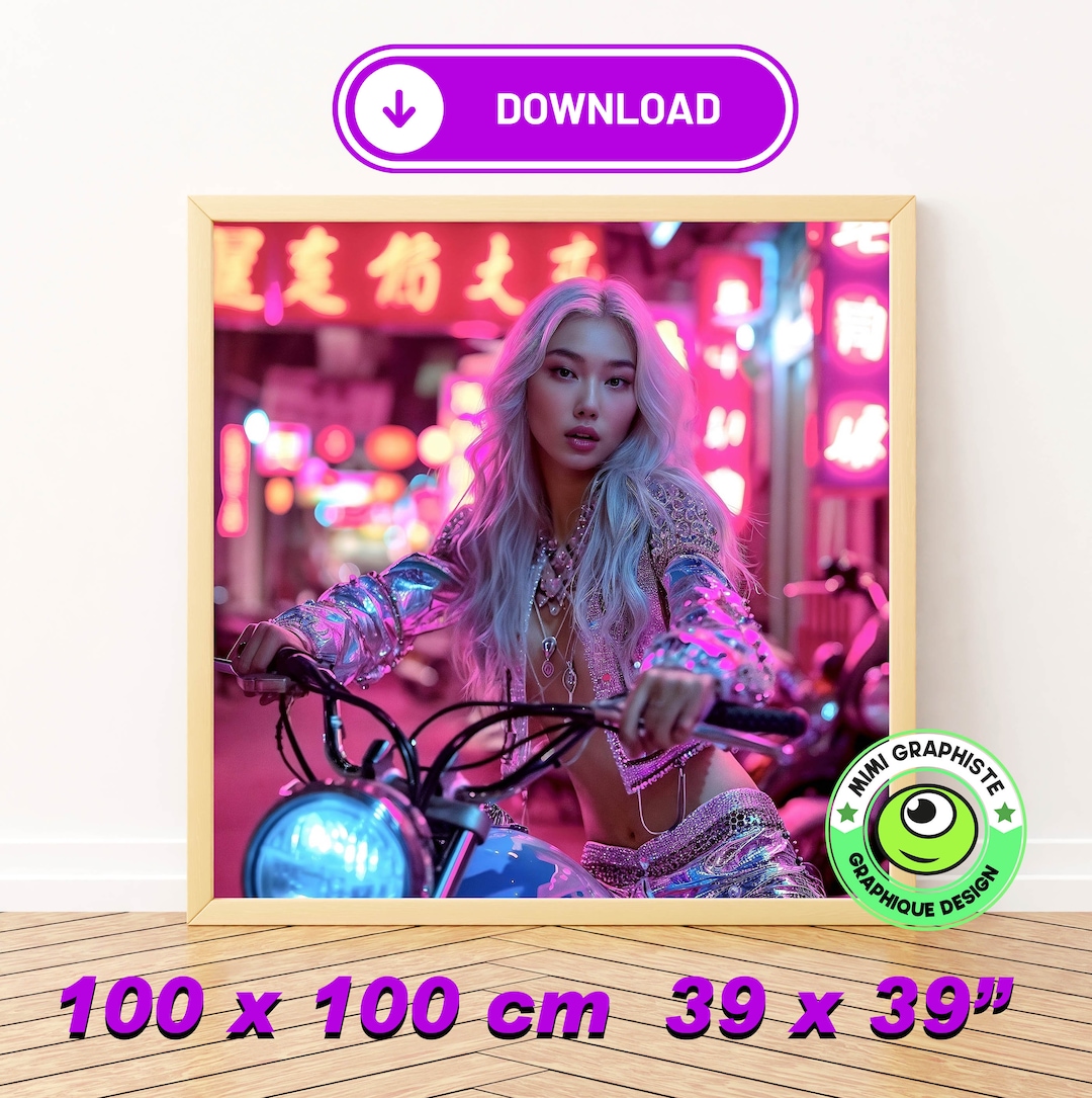 Downloadable Poster: Moschino Model With White Hair on Motorcycle Light ...