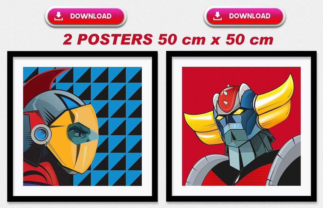 2 Posters Grendizer, Mazinger Z, Gundam, Macross and Actarus: Vector ...