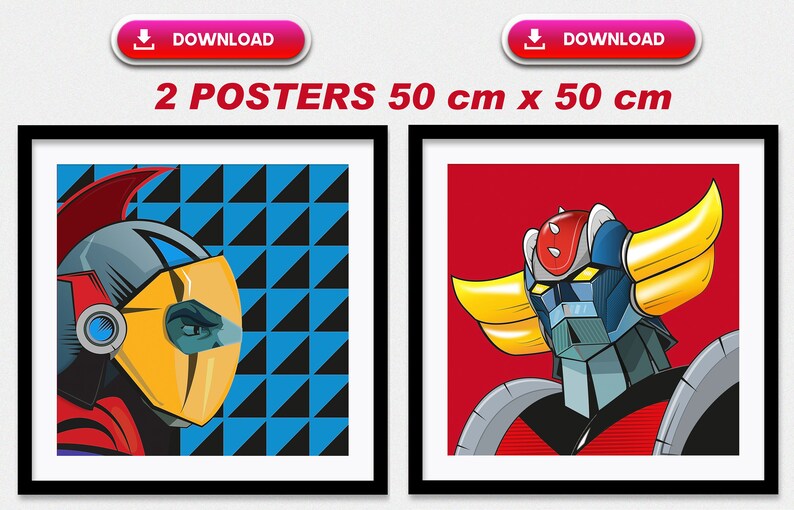2 Posters Grendizer, Mazinger Z, Gundam, Macross and Actarus: Vector ...