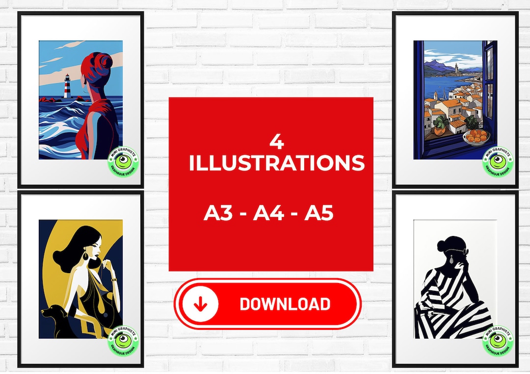 4 Wall Posters Mixing Pop Art and Op Art - Etsy
