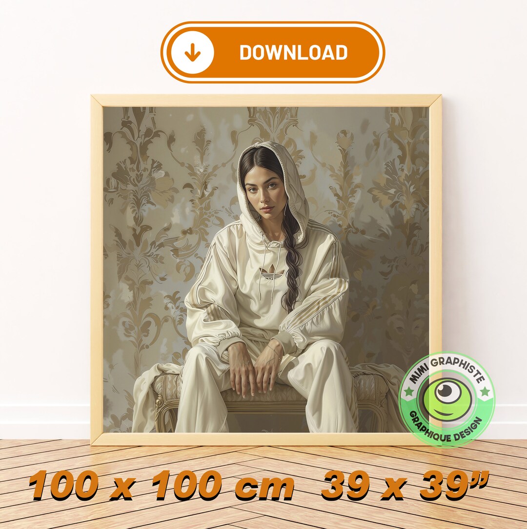 Downloadable Poster: Woman in Adidas Tracksuit Vector Illustration ...