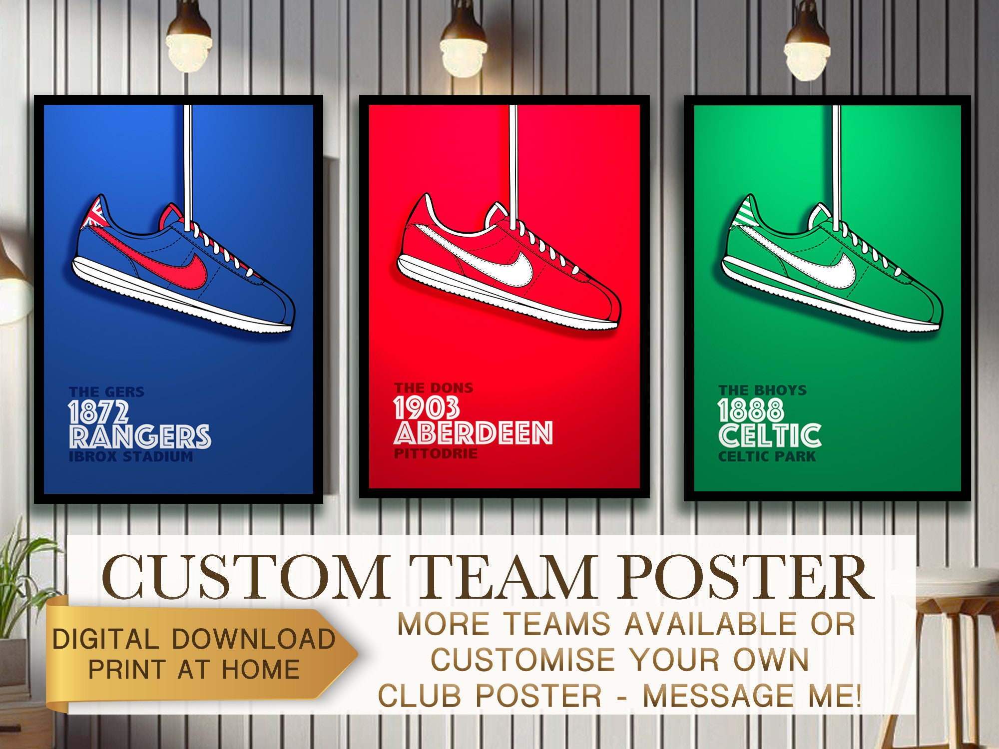 Custom Football Team Poster Art Print. Man Cave Decor. Gift for ...