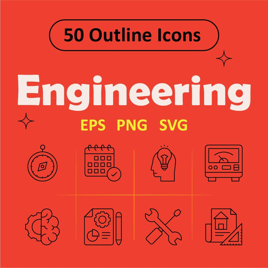 50 Engineering Vector Outline Icon ( EPS, SVG, PNG ) - Etsy