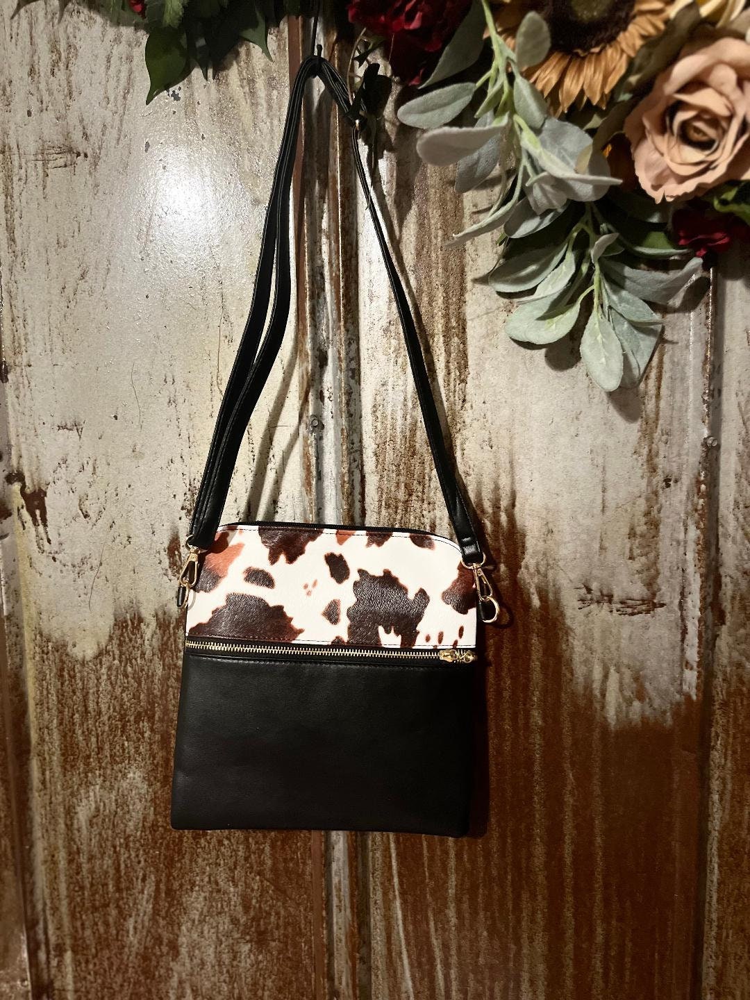 Cow Print Purse | Medium Cow Print Purse | Adjustable Straps | Wrist ...