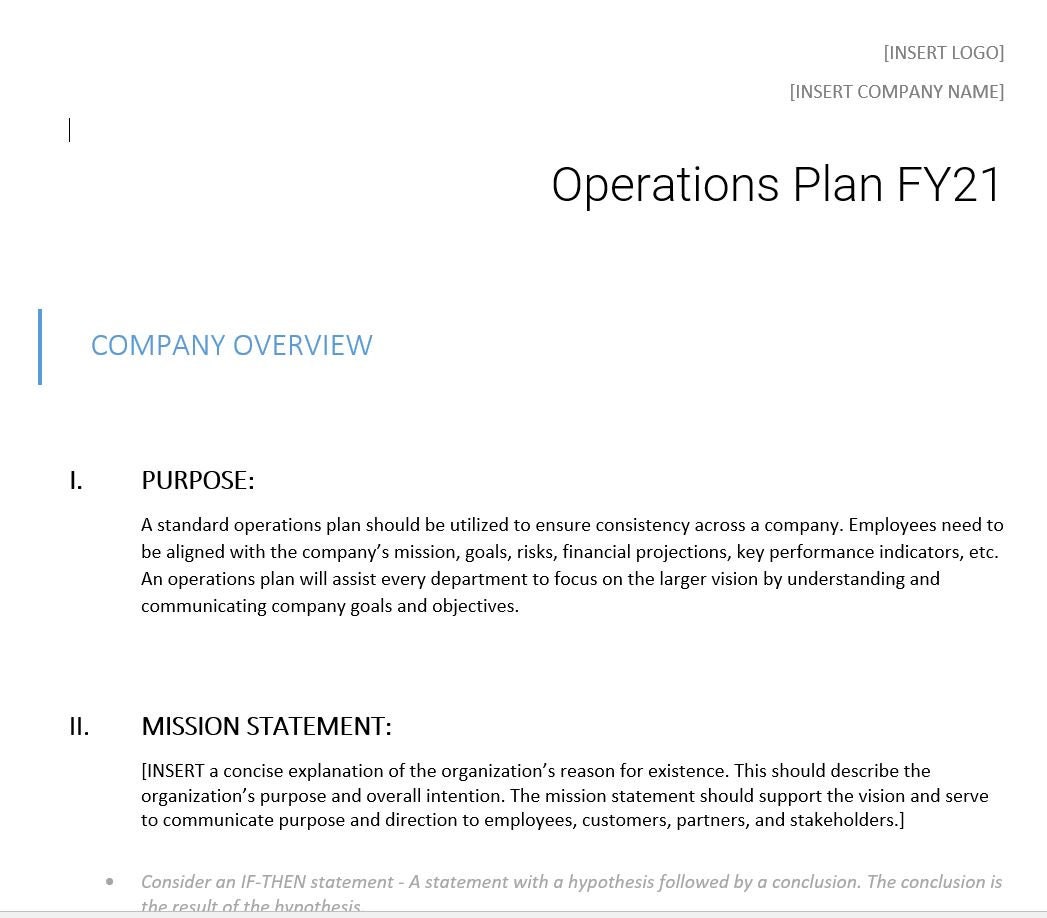 Template [business Operations Plan] - Etsy