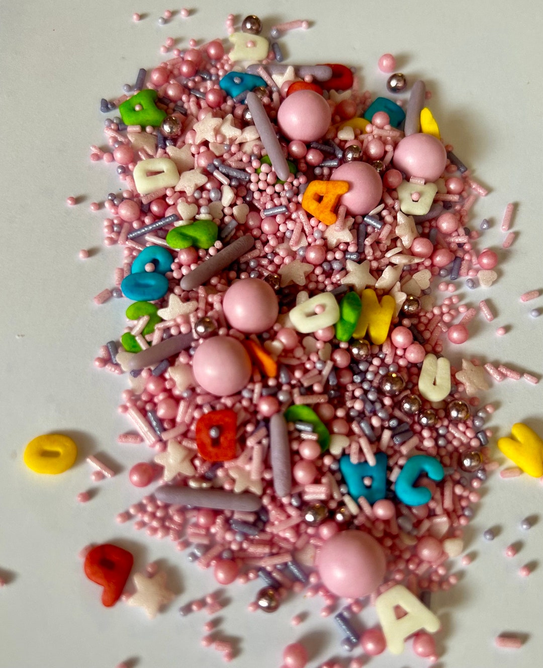 Pink ABC Edible Sprinkles / Sprinkle Mix Table Confetti first Day of ...