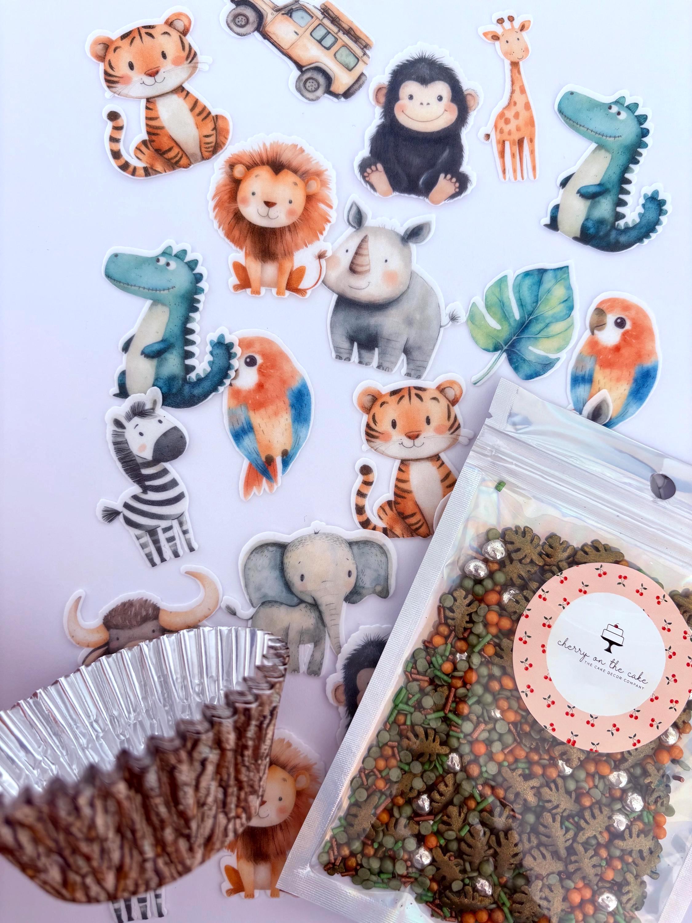 Edible Cupcake Toppers Safari Animals Jungle Party Decoration | Wild ...