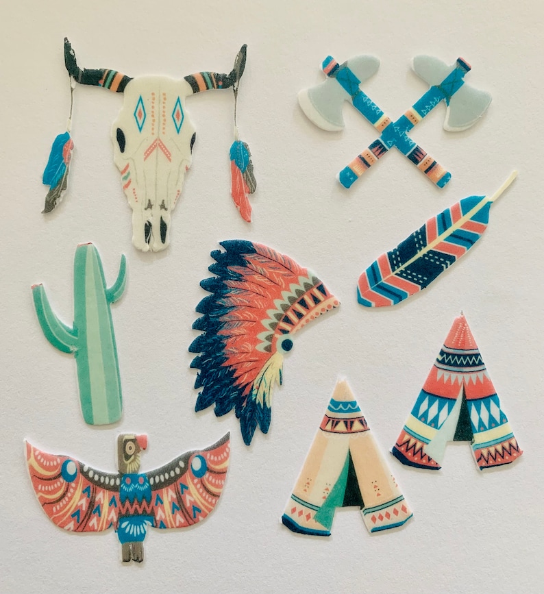 Edible Cupcake/muffin Toppers/cake Decorations - Native American Wild ...