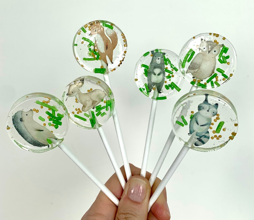 Lollipop Forest Animals / Edible Cupcake Topper / Muffin Plug - Etsy