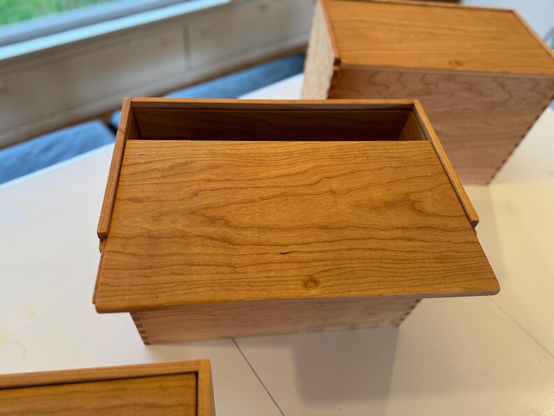 Elegant Wood Gift Box With Sliding Lid. Large Box Cherry Wood Storage ...