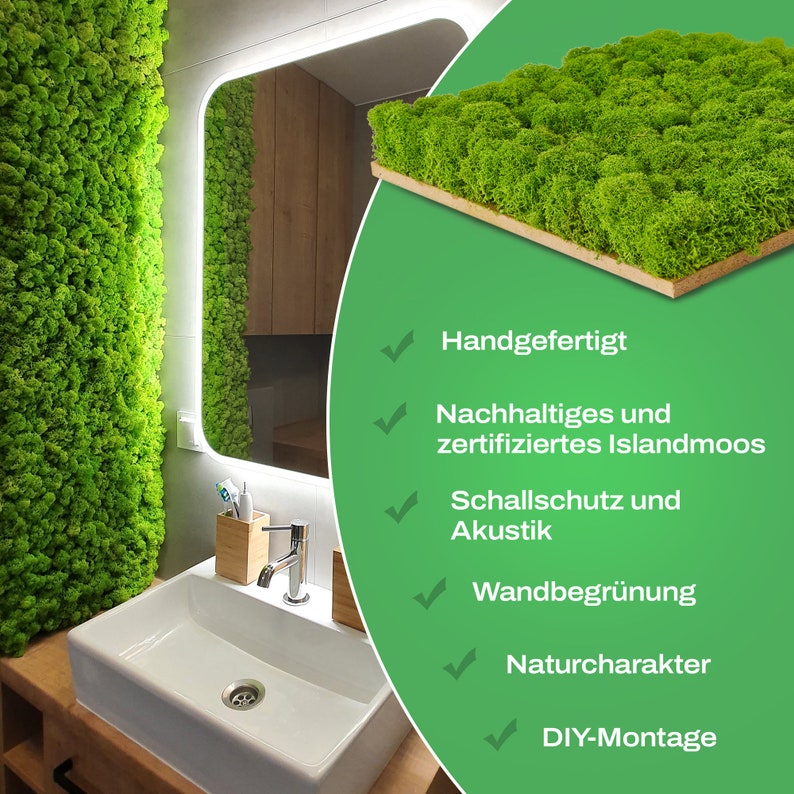 Moss Panels BASIC - Preserved Iceland Moss / Reindeer Moss - Wall ...