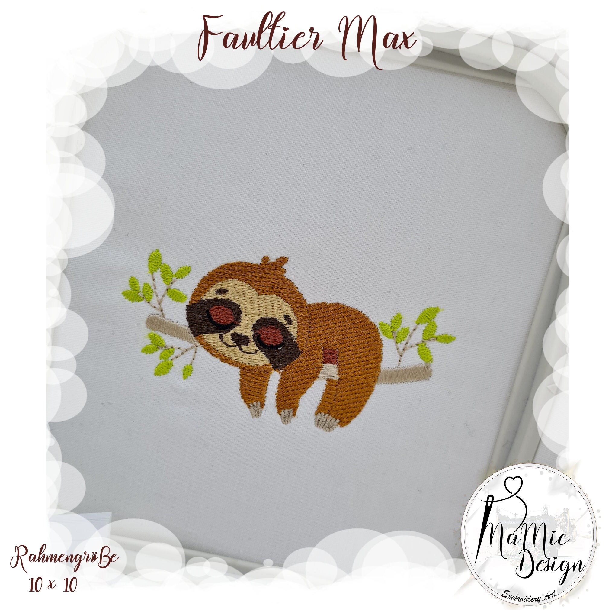 Stickdatei "Faultier Max" 10x10 - Etsy Schweiz