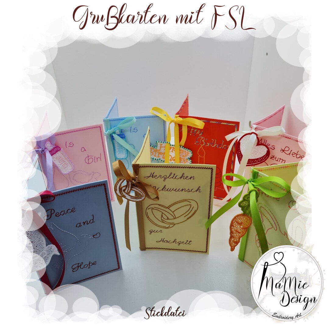 Embroidery File ITH Greeting Card Set Including FSL Pendant Files - Etsy