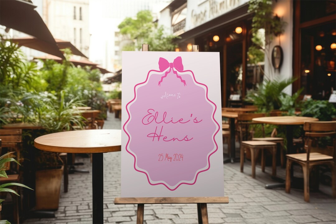 Coquette Bow Theme Vintage Event Sign Sign | | Hens Welcome Sign ...