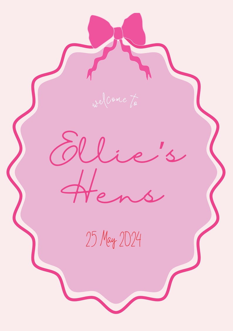Coquette Bow Theme Vintage Event Sign Sign | | Hens Welcome Sign ...