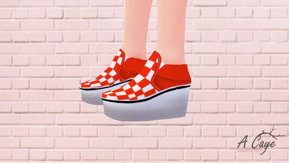 Vroid Texture for Shoes / Red Checkered Slip On Vans | Etsy