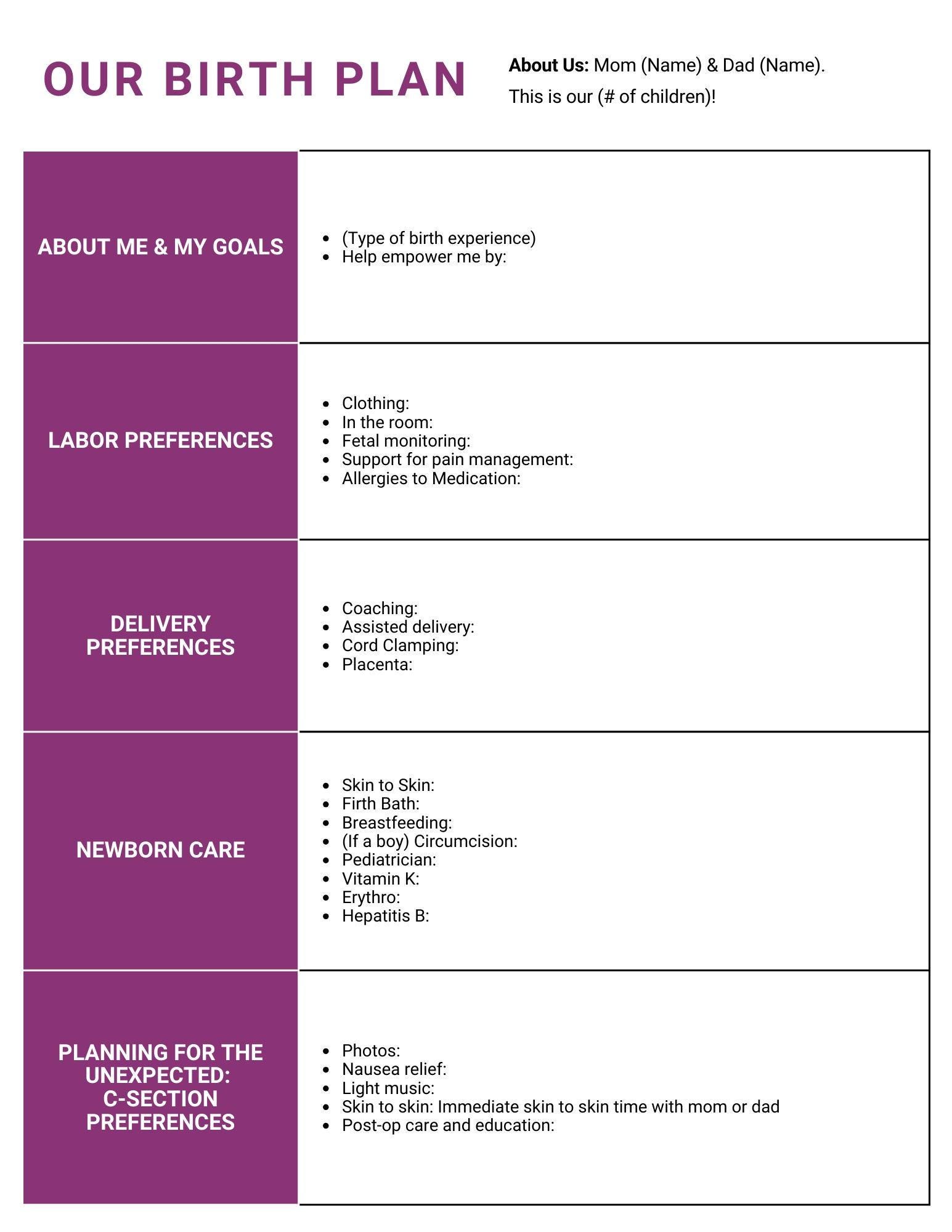 Customizable Birth Plan Template | Editable in Canva (digital Download ...