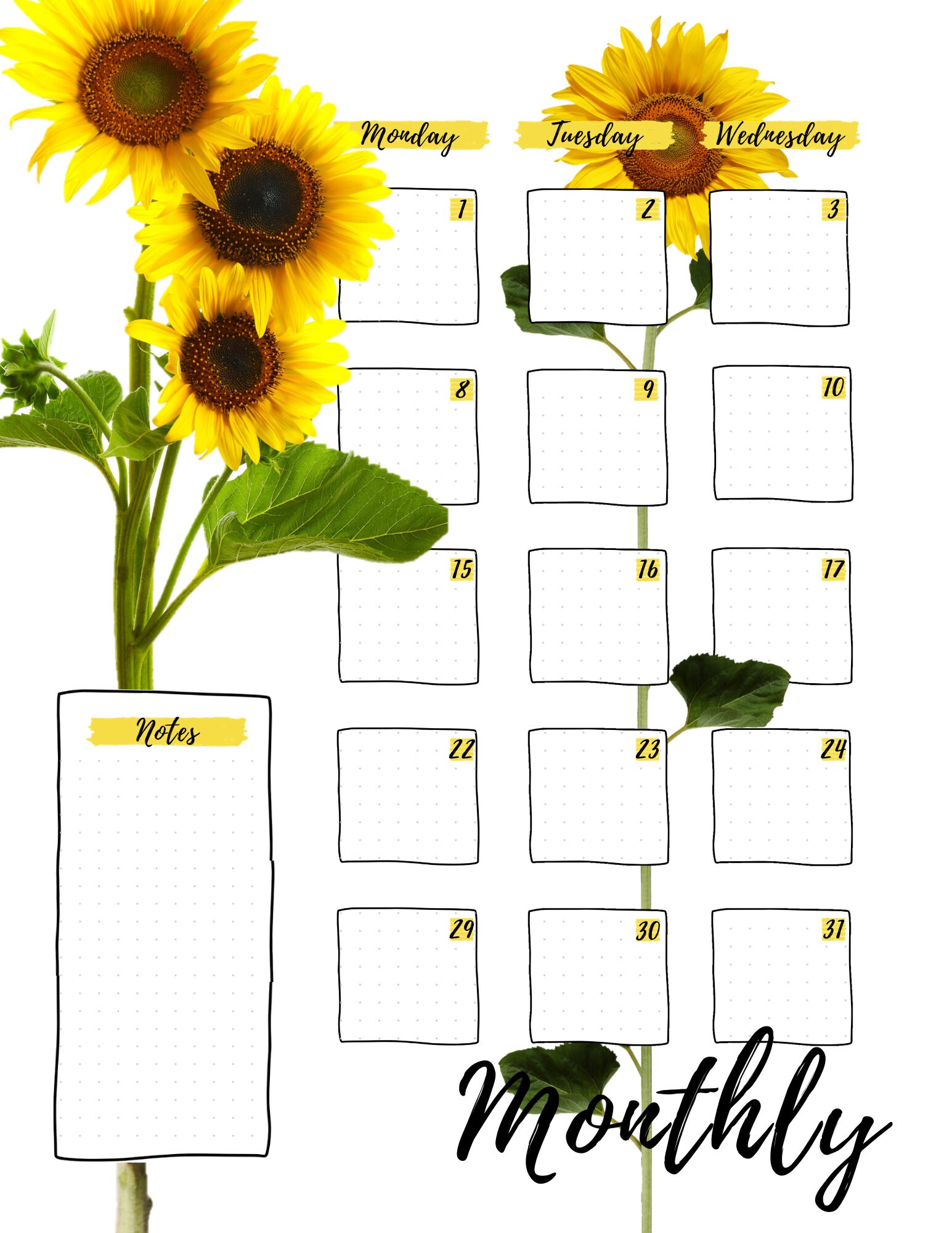 Sunflower Bullet Journal January 2024 - Etsy Australia