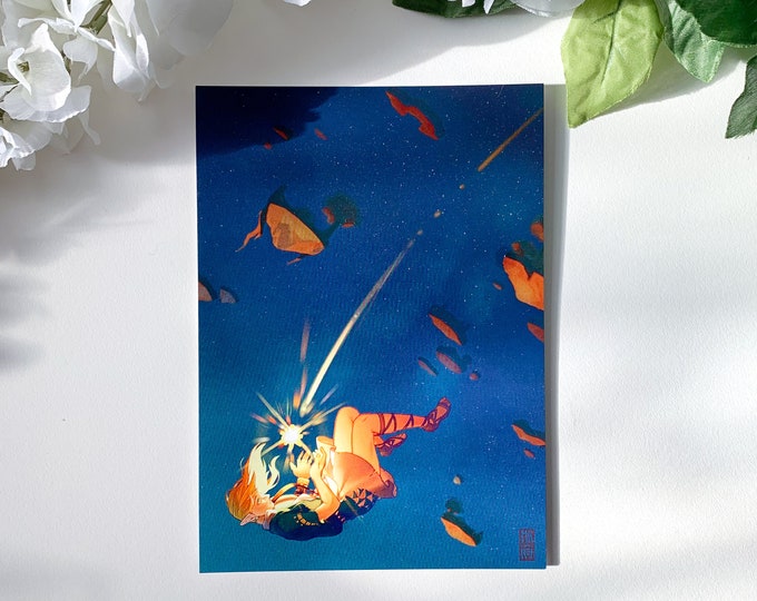TOTK Link Falling Stars Art Print Legend of Zelda - Etsy