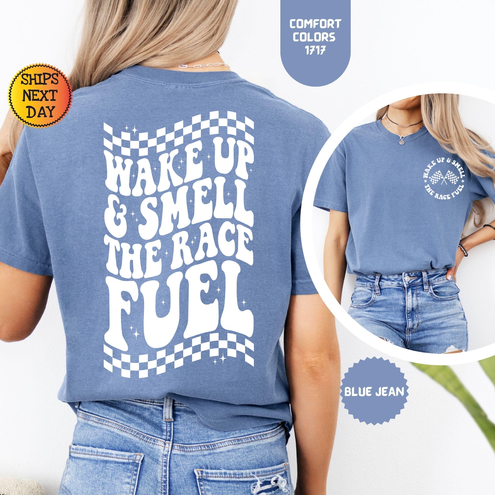 Comfort Colors Racing Tee: Wake up & Smell the Race Fuel - Etsy