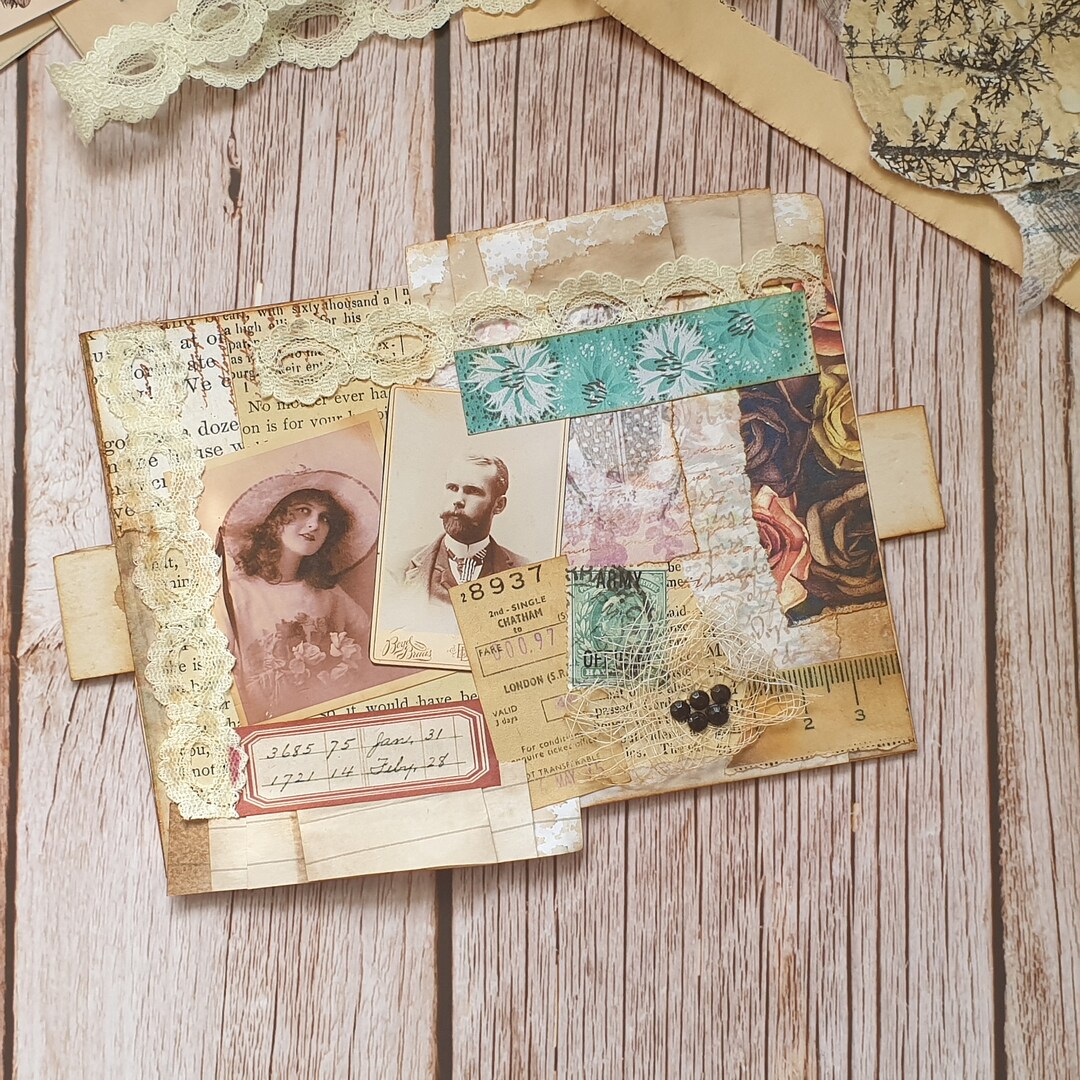 Junk Journal Insert, Collaged Journal Card, Slider Card, Pop Up, Mixed ...