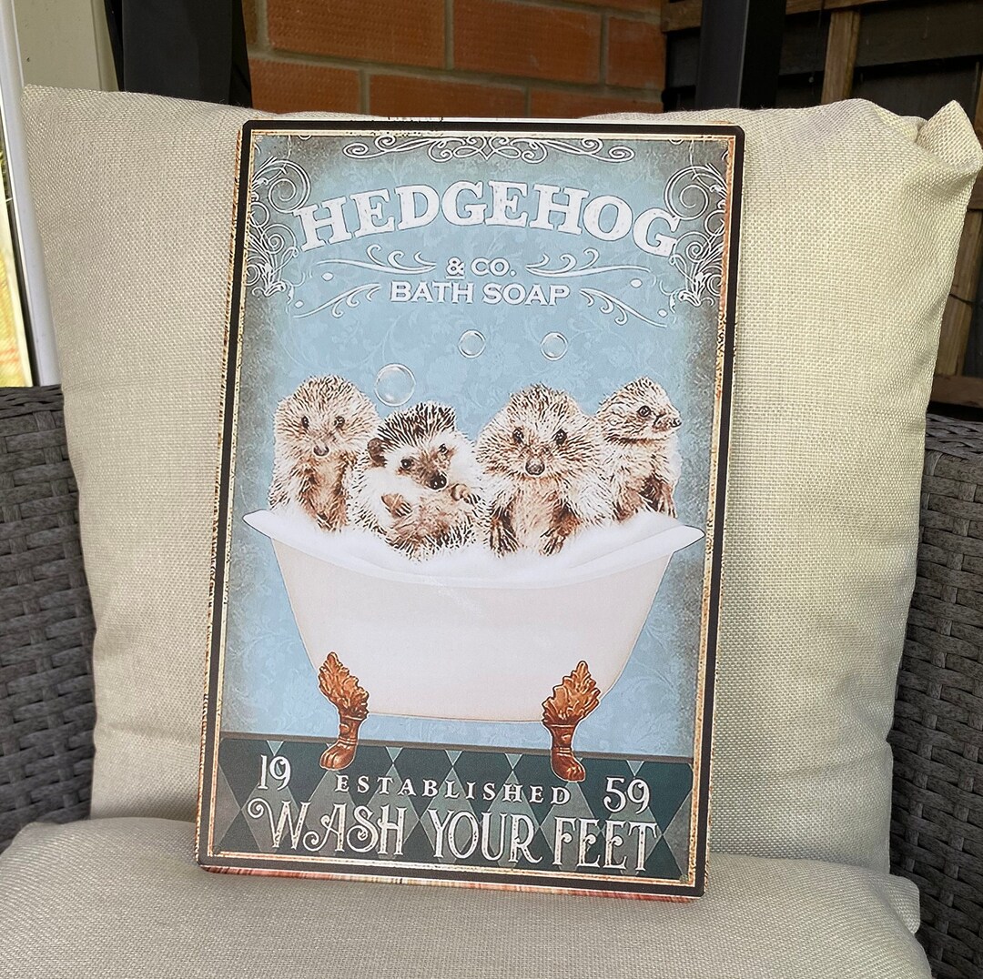 Hedgehogs in Bath Tub, Vintage Style Metal Decorative Sign - Etsy