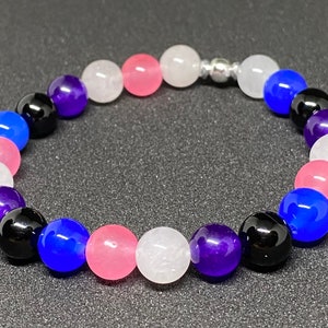Genderfluid Pride Flag Beaded Gemstone Bracelet - Etsy