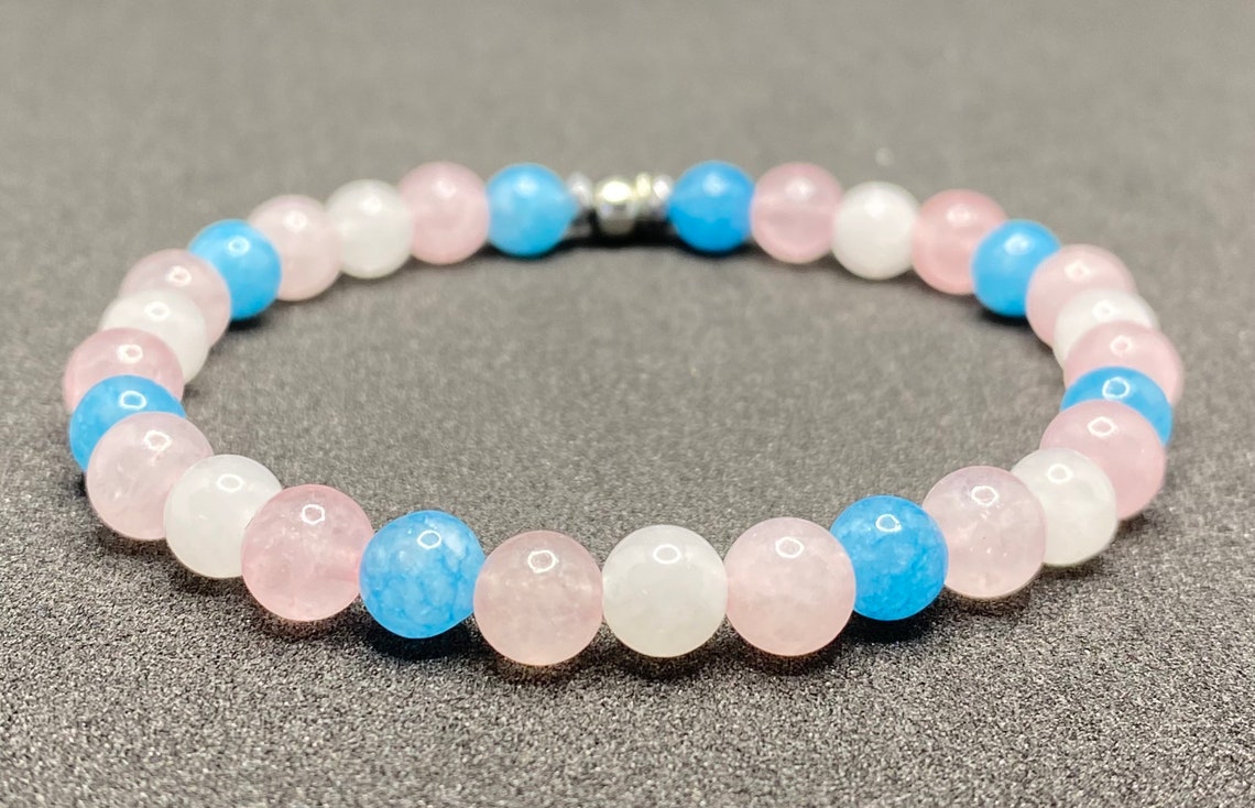 Transgender Pride Flag Beaded Gemstone Bracelet - Etsy
