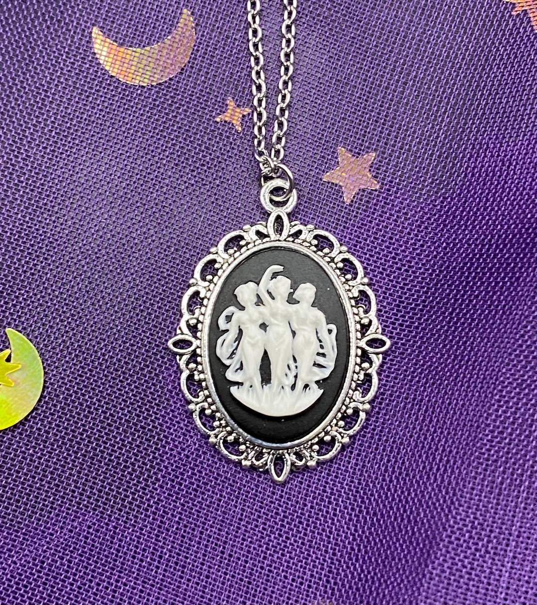 Black and White Three Muses Cameo Necklace - Etsy