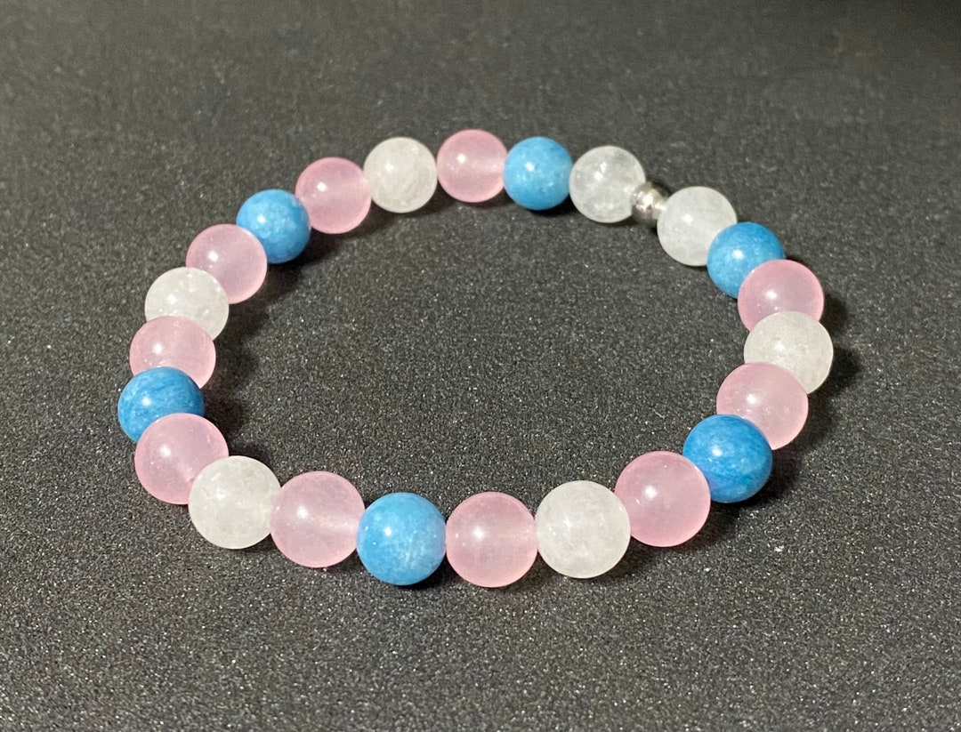 Transgender Pride Flag Beaded Gemstone Bracelet - Etsy