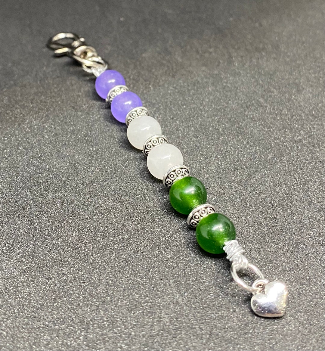 Genderqueer Pride Flag Beaded Gemstone Keychain - Etsy