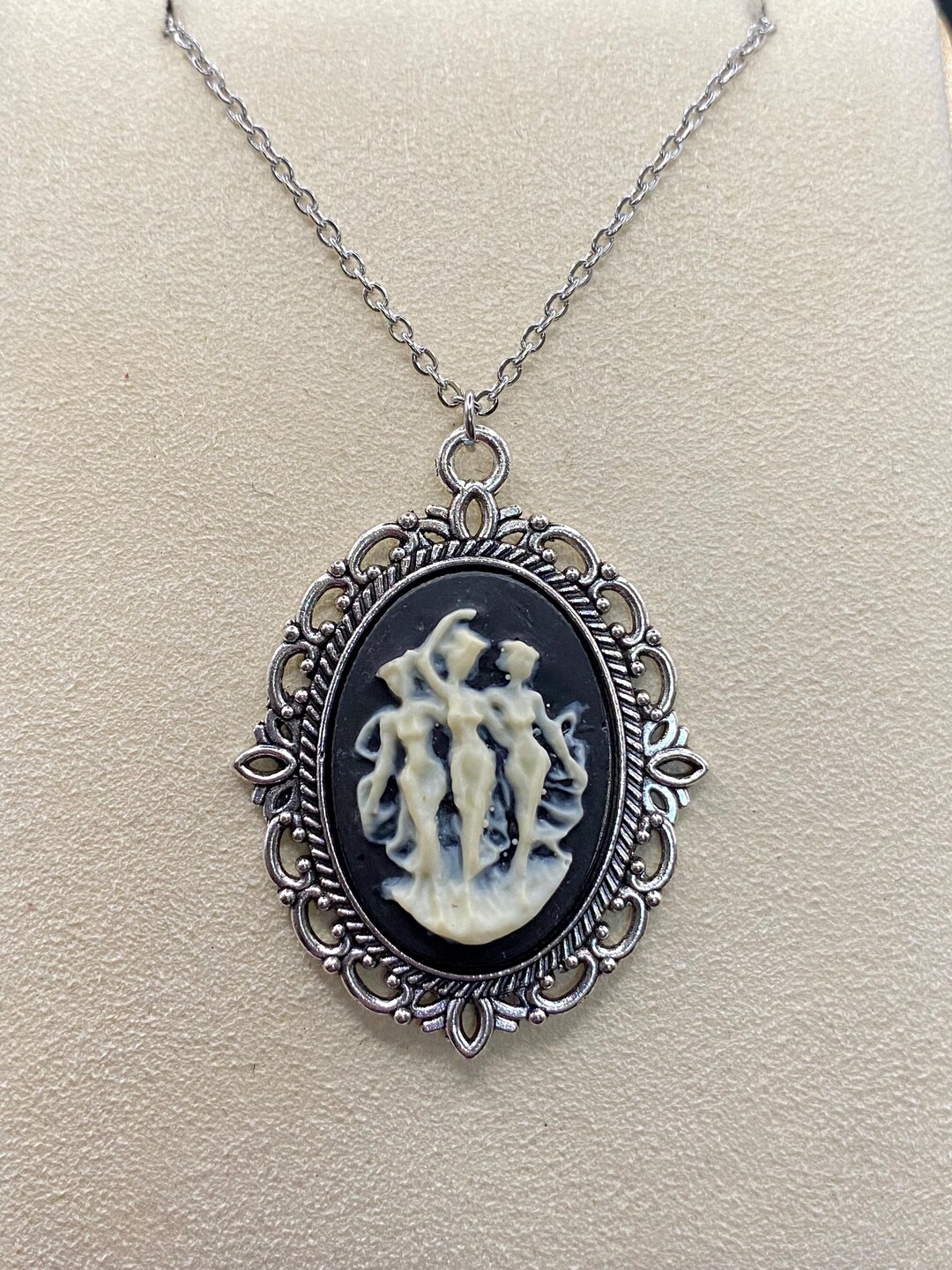 Black and Ivory Three Muses Cameo Necklace - Etsy