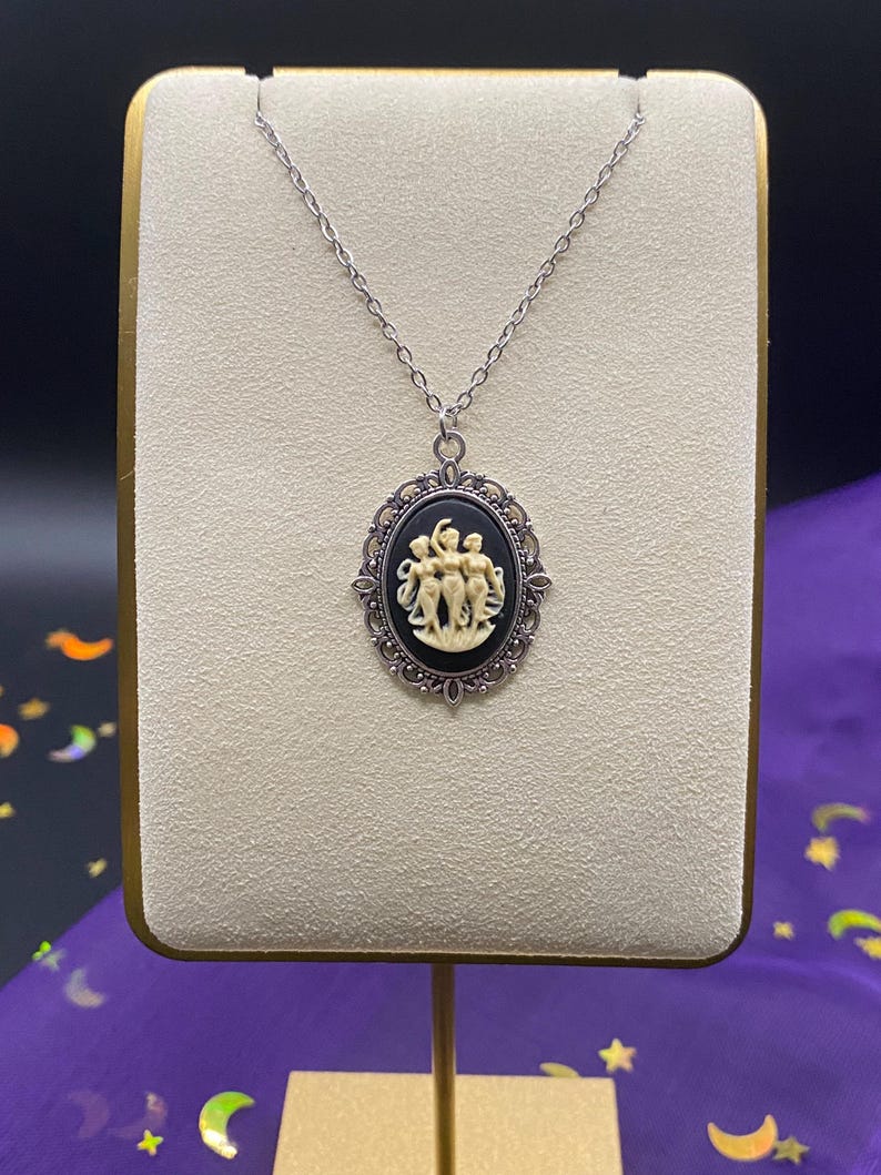 Black and Ivory Three Muses Cameo Necklace - Etsy